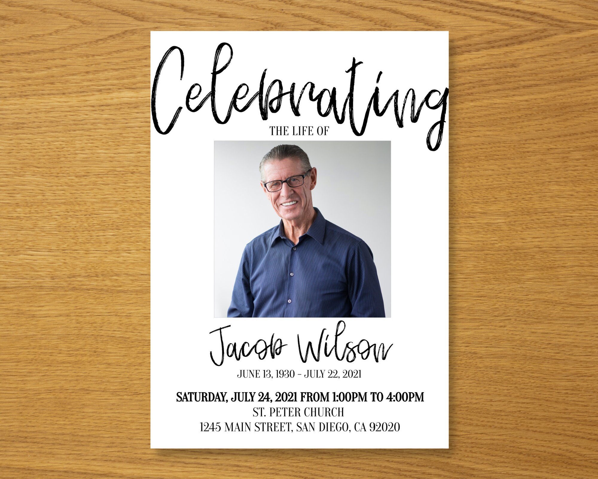 Memorial Invitation Printable, Celebration of Life Template, Funeral ...