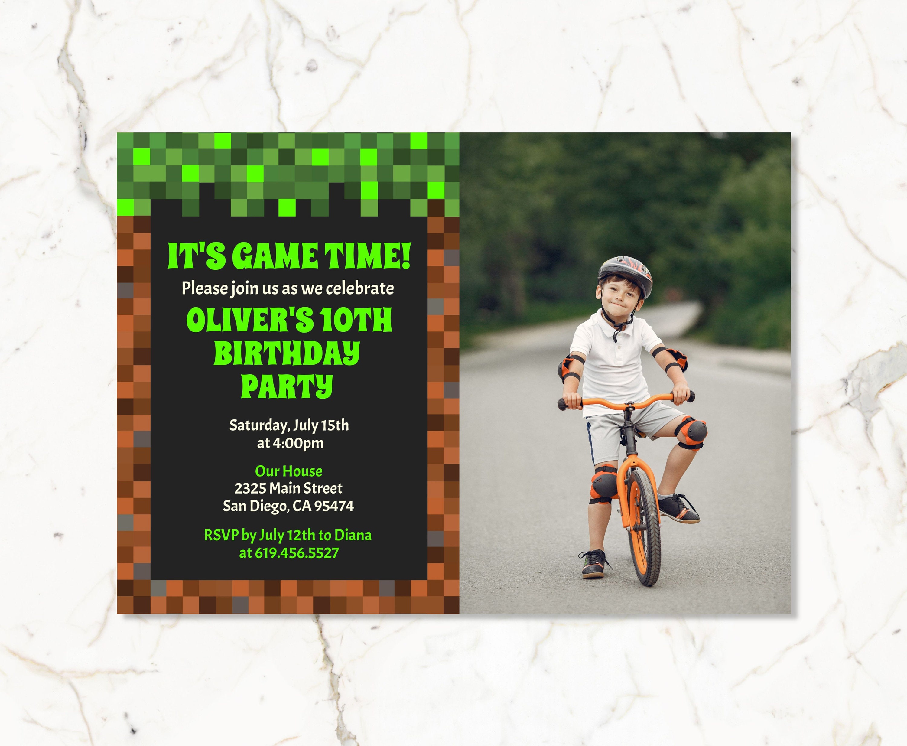 Photo Pixelated Invitation, Video Game Invitation, Pixel Birthday ...