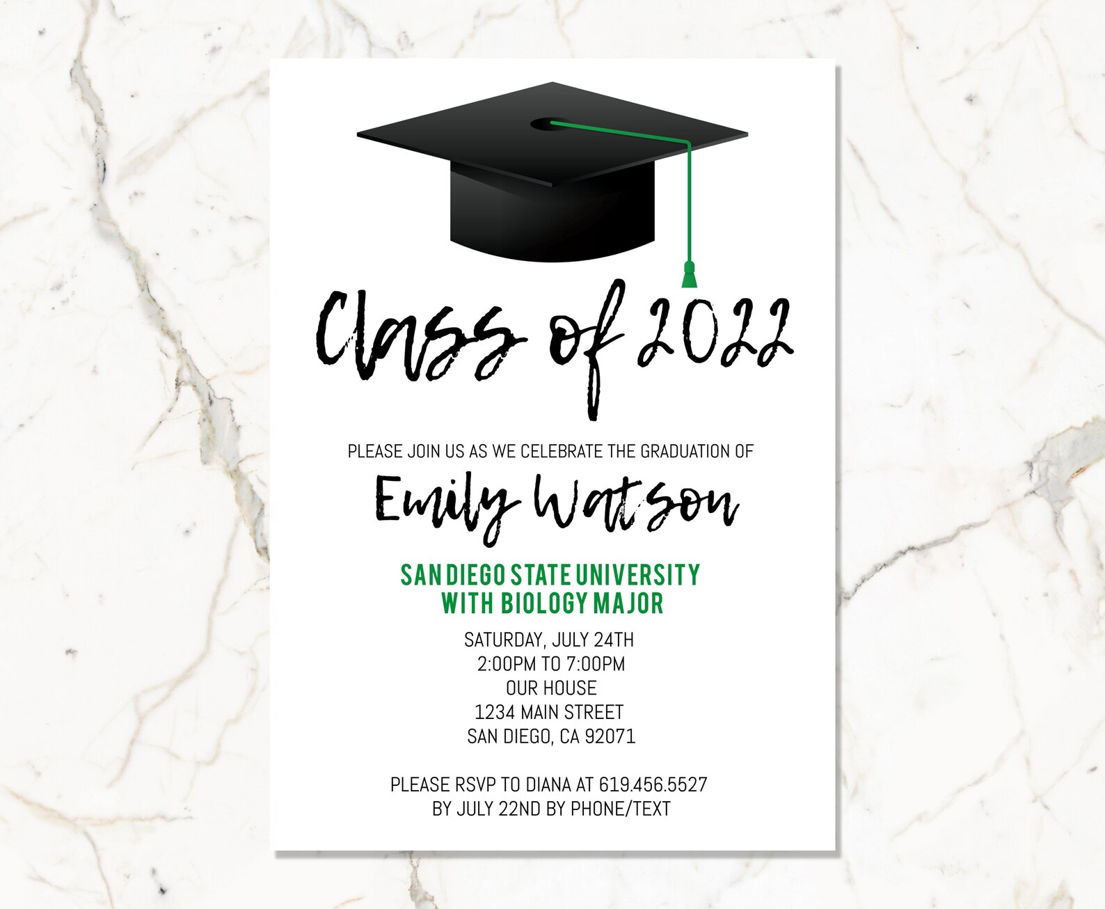 Green Graduation Party Invitation Template Graduation | Etsy