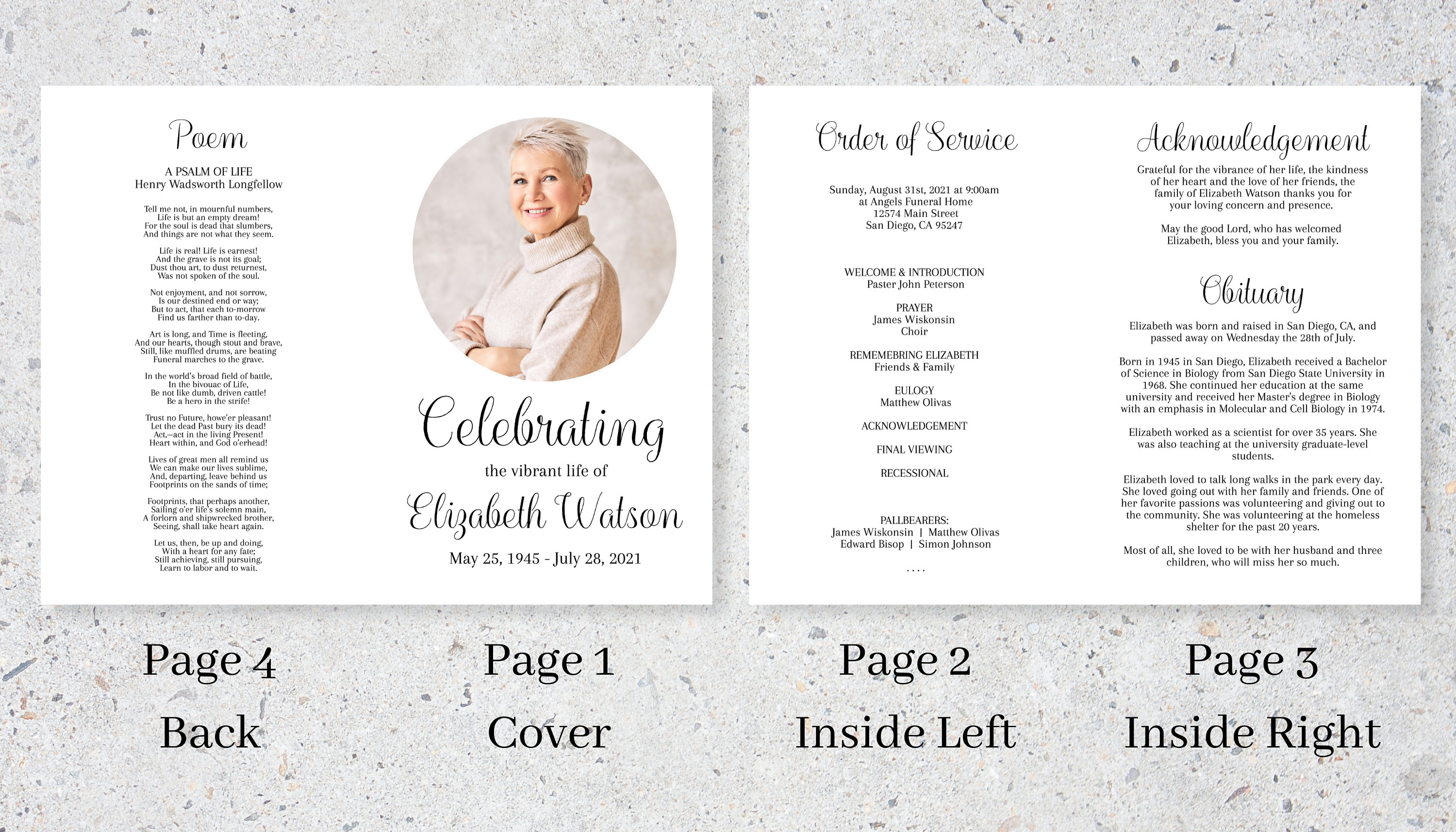 Simple Funeral Program Template, Funeral Program Template for Men or ...