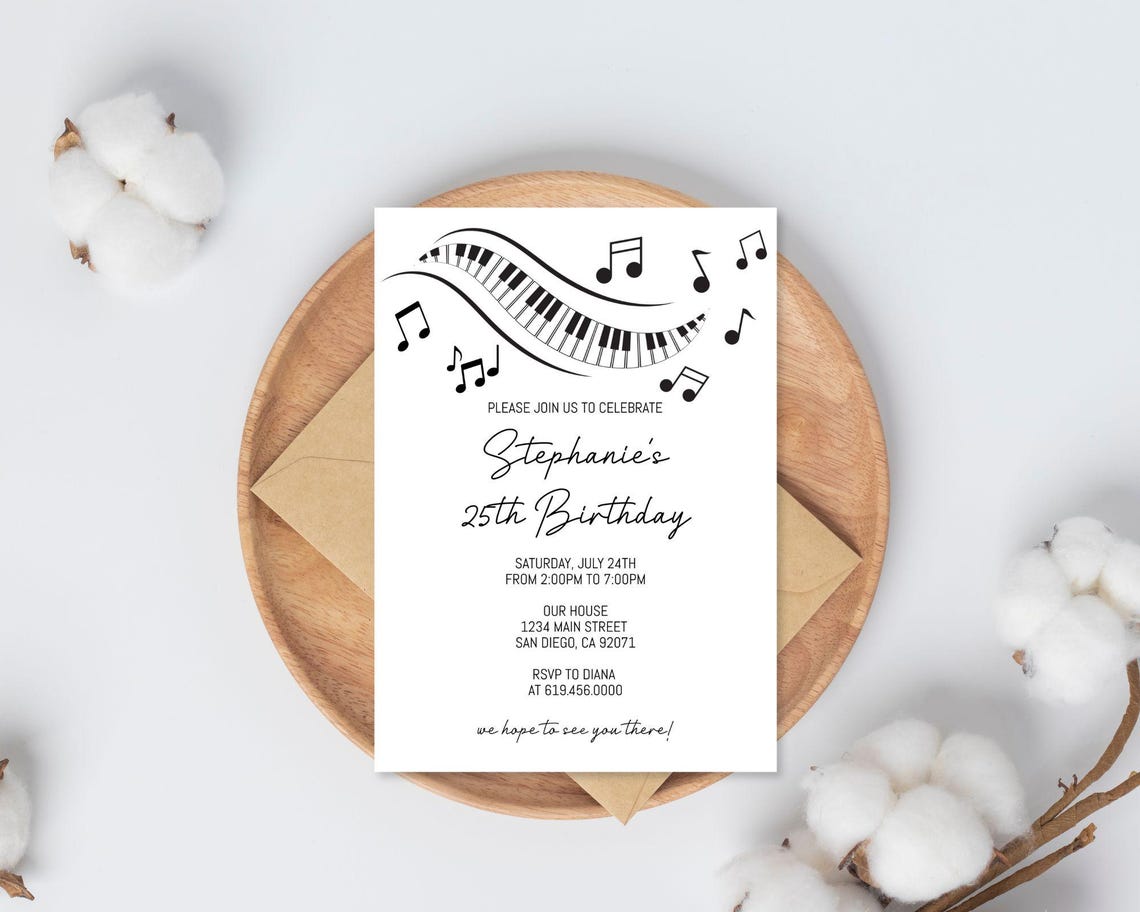 Music Notes Birthday Party Invitation Template, Karaoke Music Theme ...