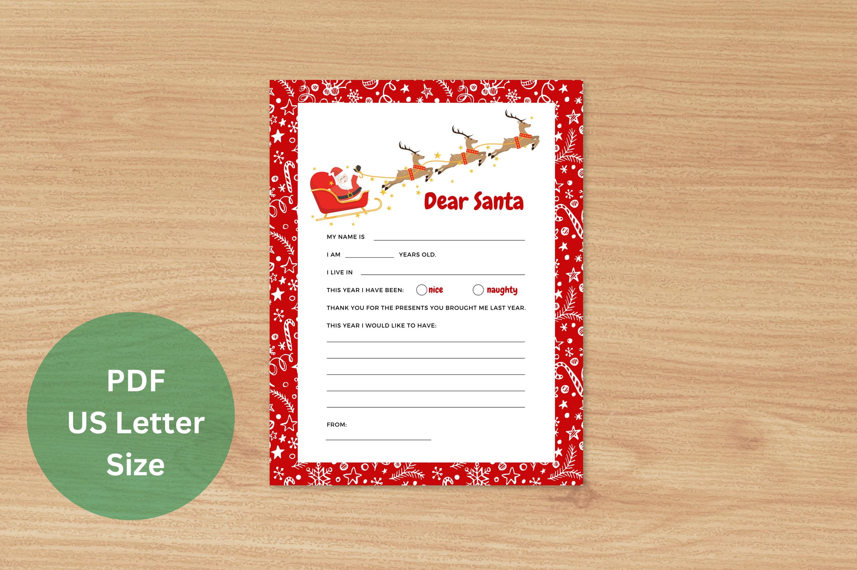 Letter to Santa Template | Printable Christmas Wish List (PDF) - Etsy