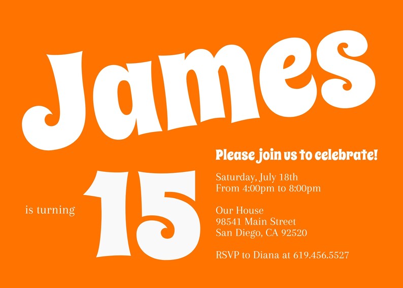 Orange Birthday Invitation Template: Any Age, DIY Printable (instant ...