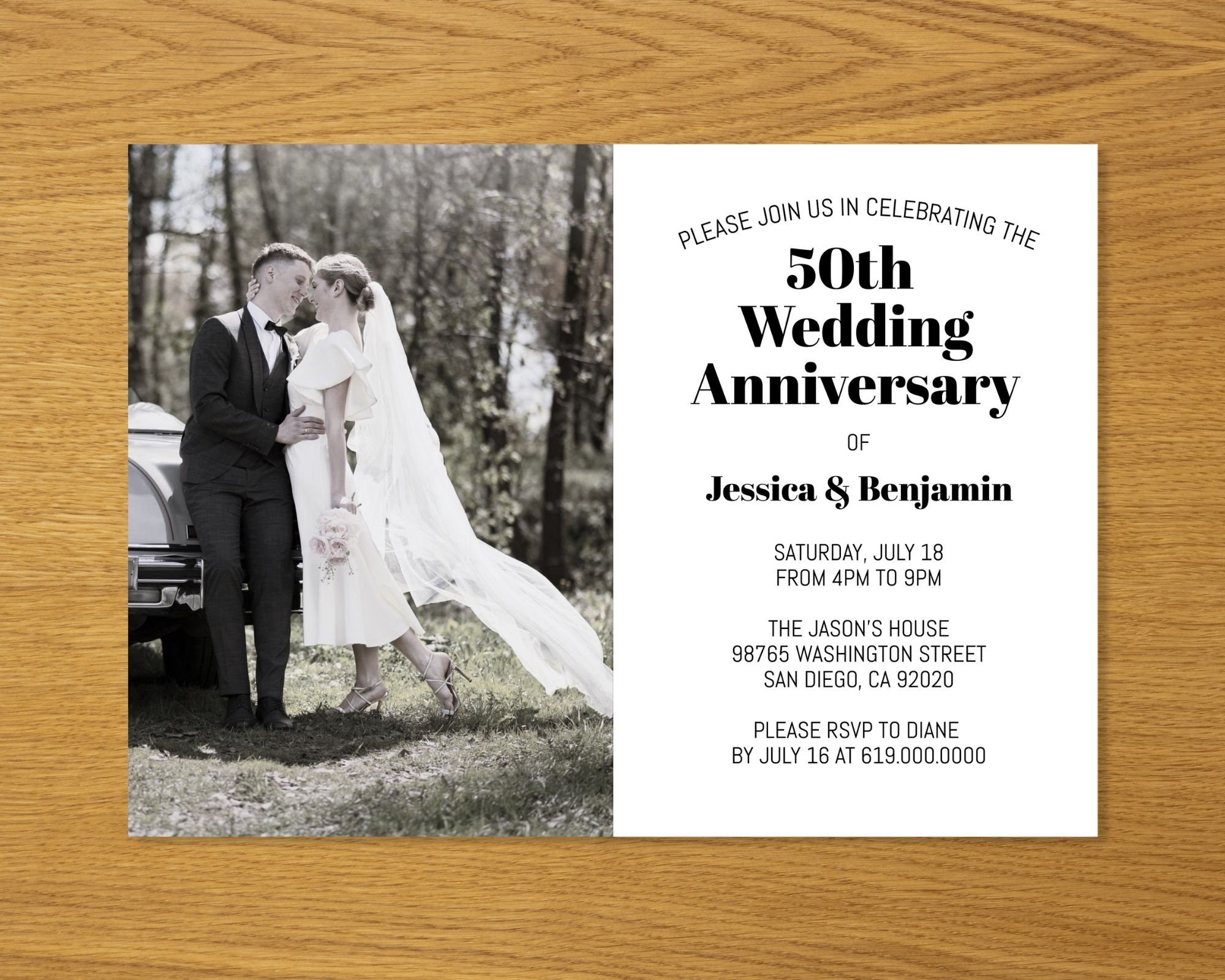 Modern Wedding Anniversary Photo Invitation Template, Corjl Instant ...