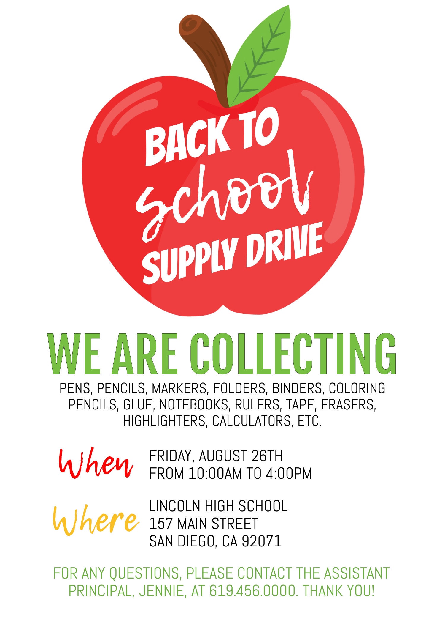 Back to School Flyer, School Supply Fundraiser Flyer, Back to School ...