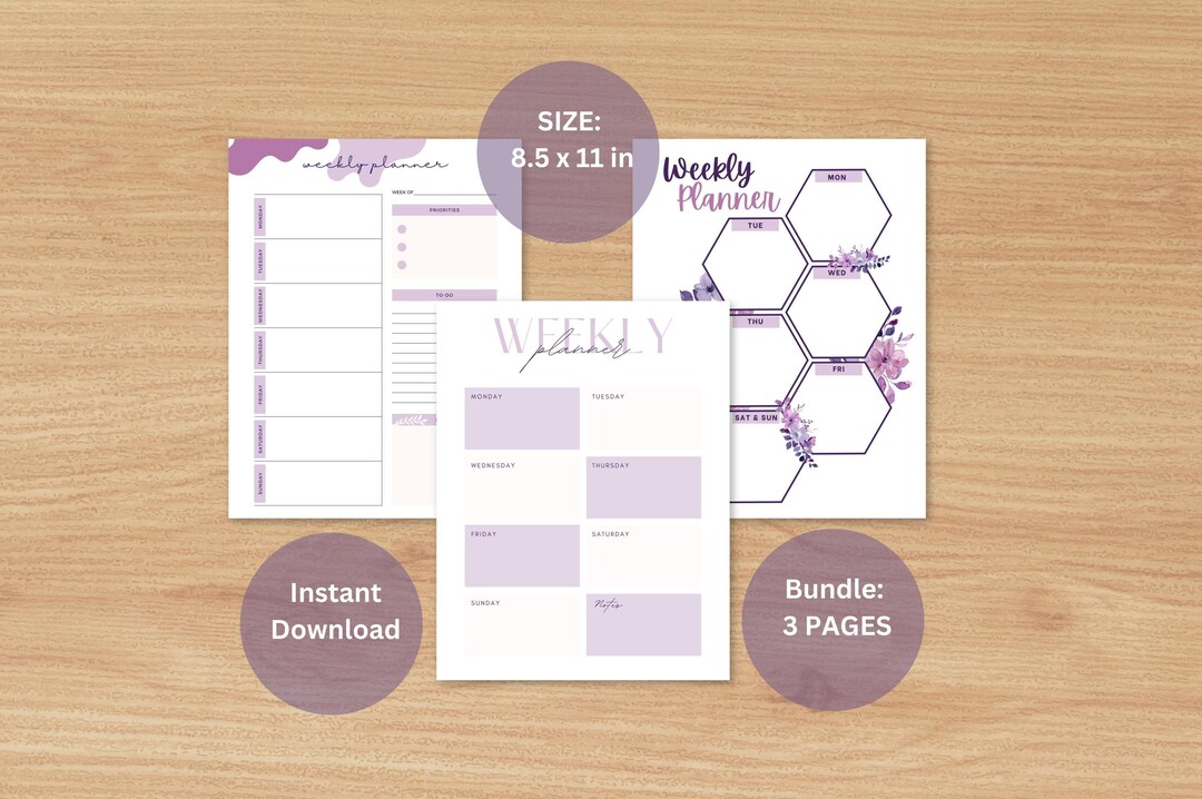 Weekly Planner Pages, Work Day Organizer Printable, Work Planner ...