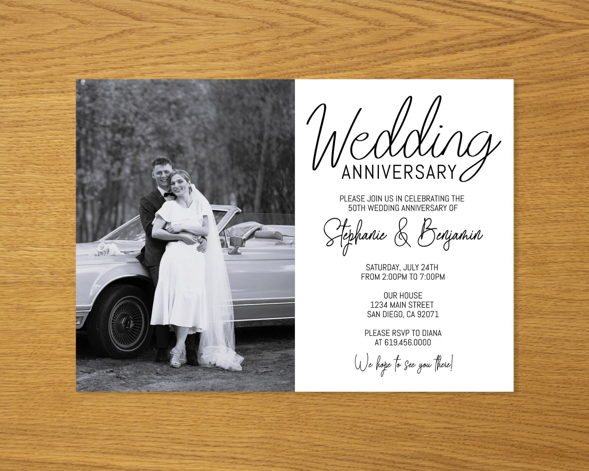 Modern Wedding Anniversary Photo Invitation Template, Corjl Instant ...