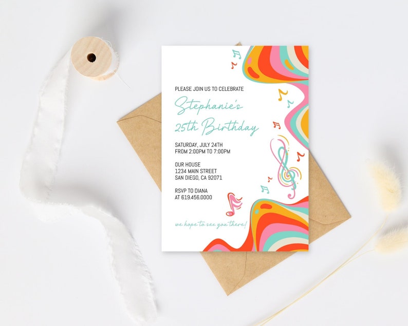 Music Birthday Party Invitation Template, Karaoke Music Theme Editable ...