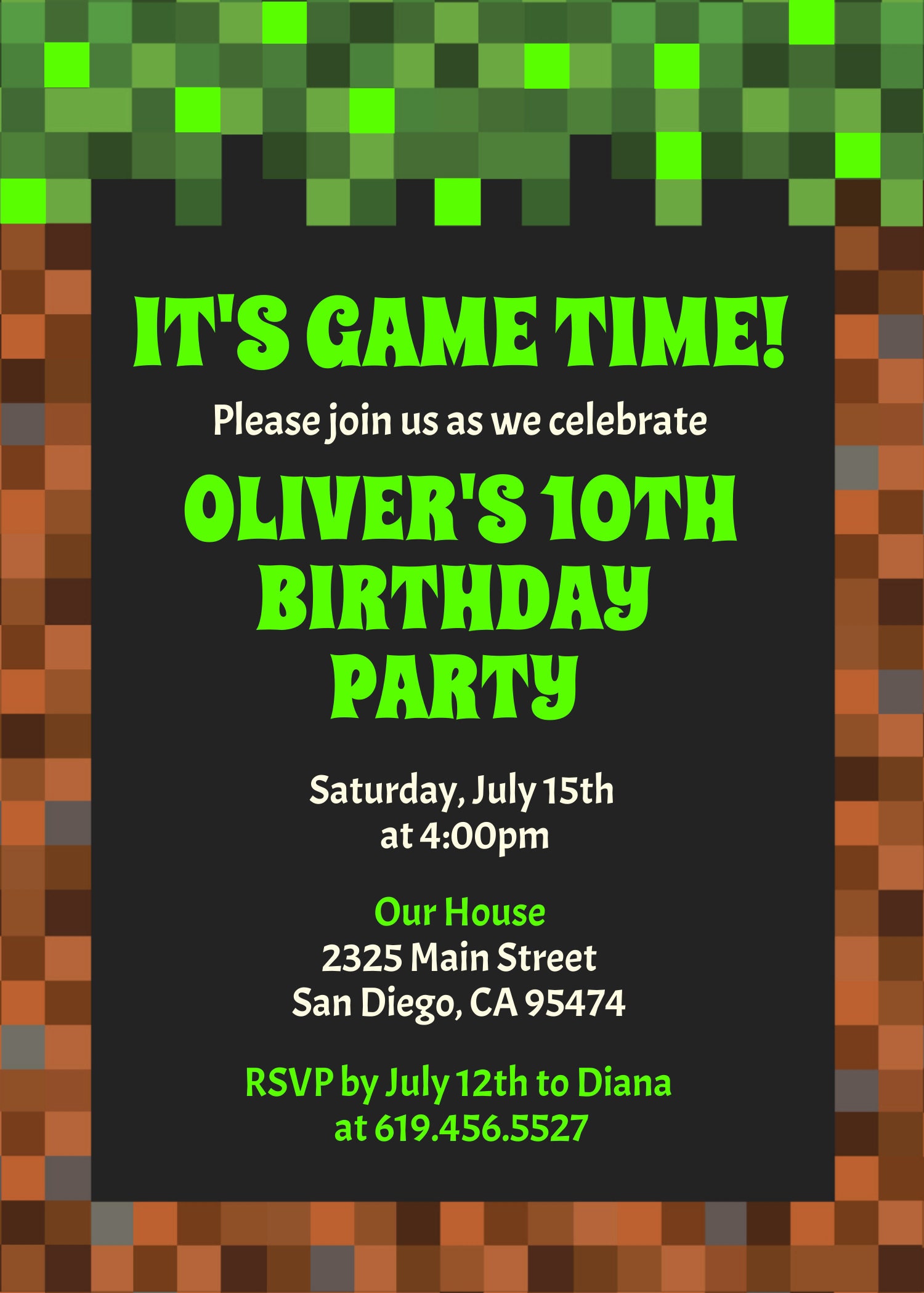 Pixelated Invite, Video Game Invitation, Pixel Birthday Invitation ...