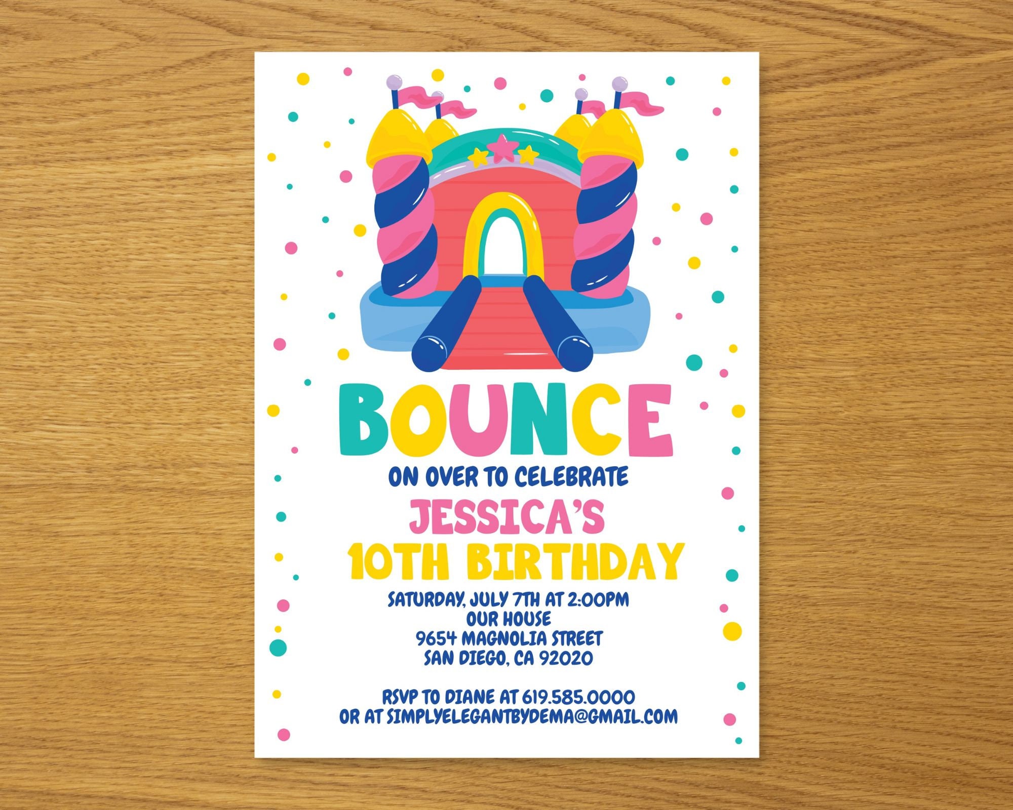 Bounce House Birthday Invitation Template, ANY AGE, Instant Download ...
