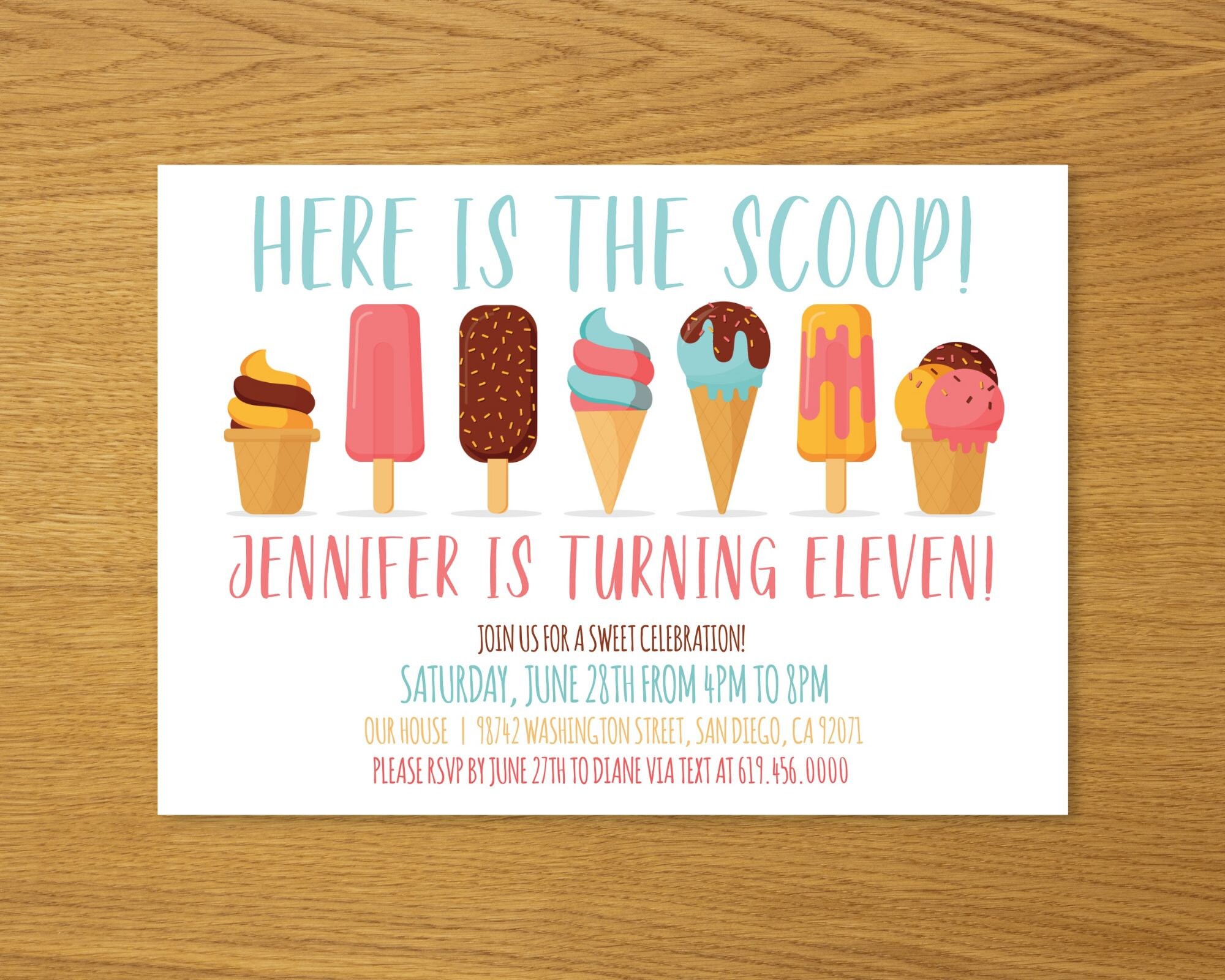 Editable Ice Cream Party Invitation Template, Ice Cream and Sprinkles ...