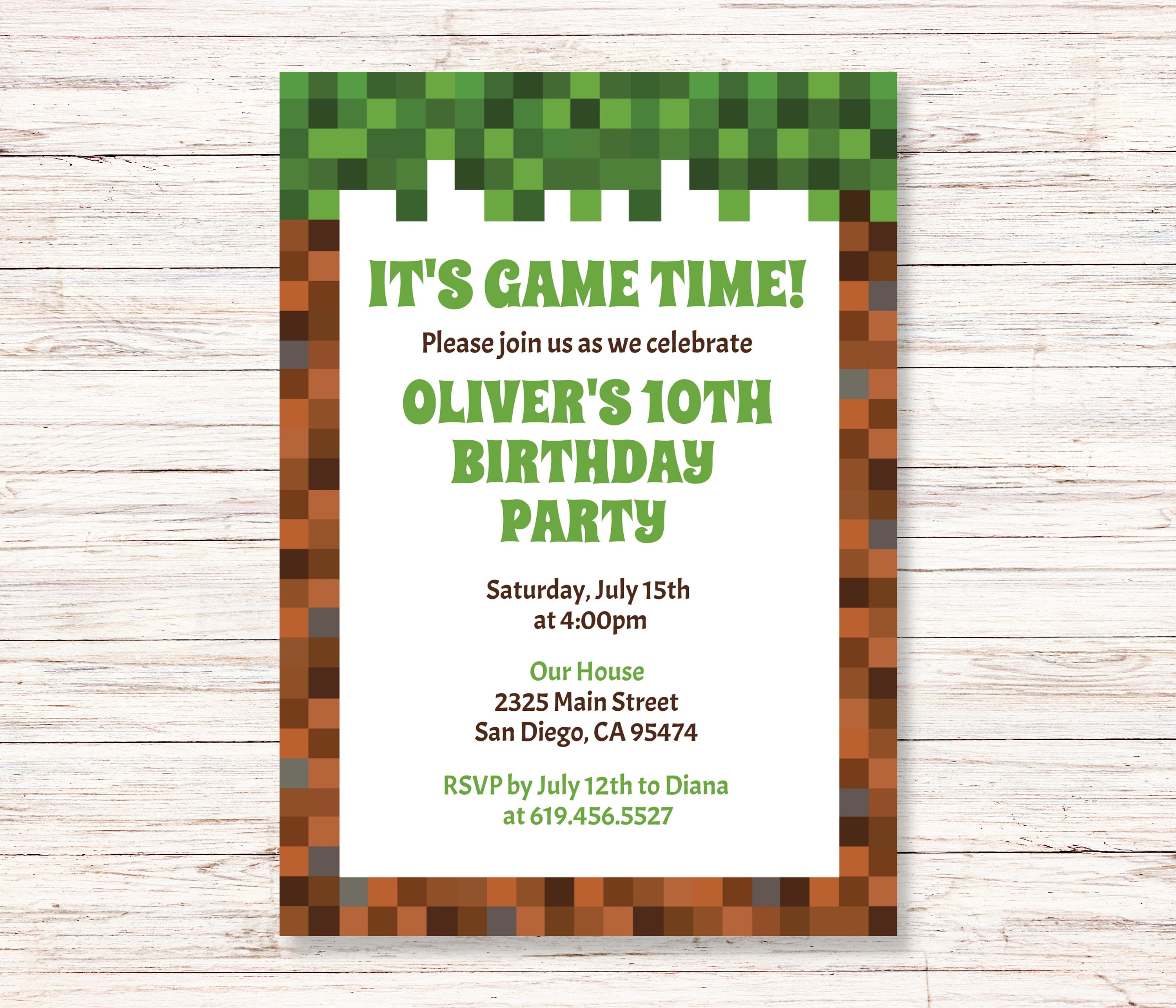 Pixelated Invite, Video Game Invitation, Pixel Birthday Invitation ...