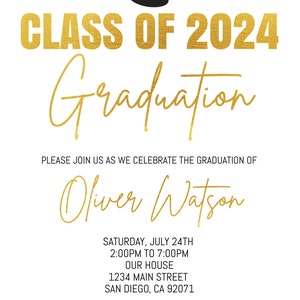 Class of 2024 Graduation Party Invitation Template Gold - Etsy