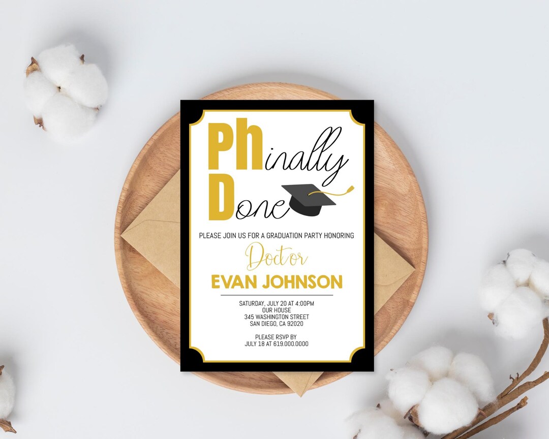 Editable Phd Graduation Invitation, Doctorate Graduate Printable ...
