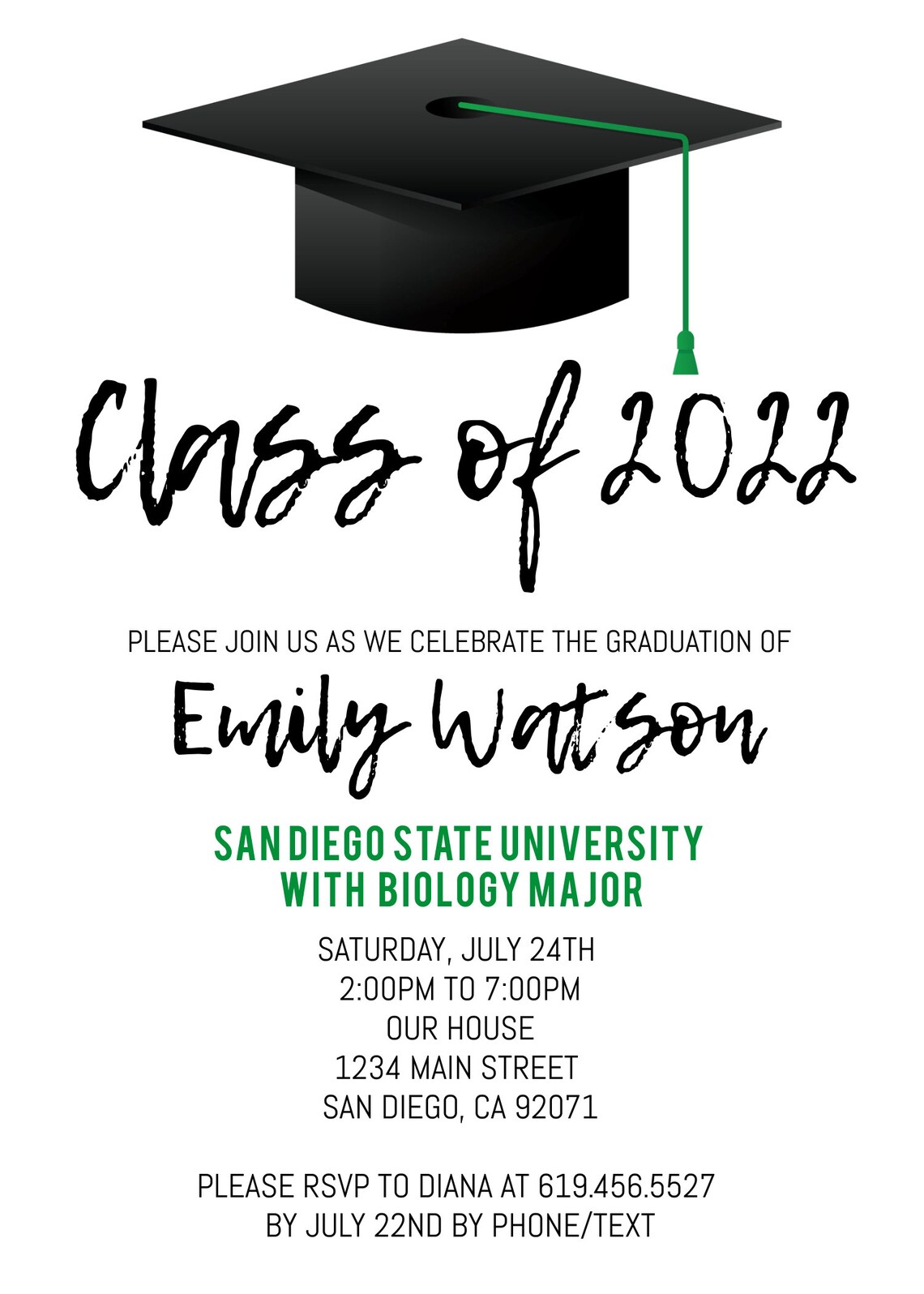 Green Graduation Party Invitation Template Graduation | Etsy