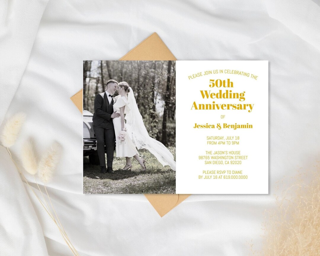 Modern Wedding Anniversary Photo Invitation Template, Corjl Instant ...