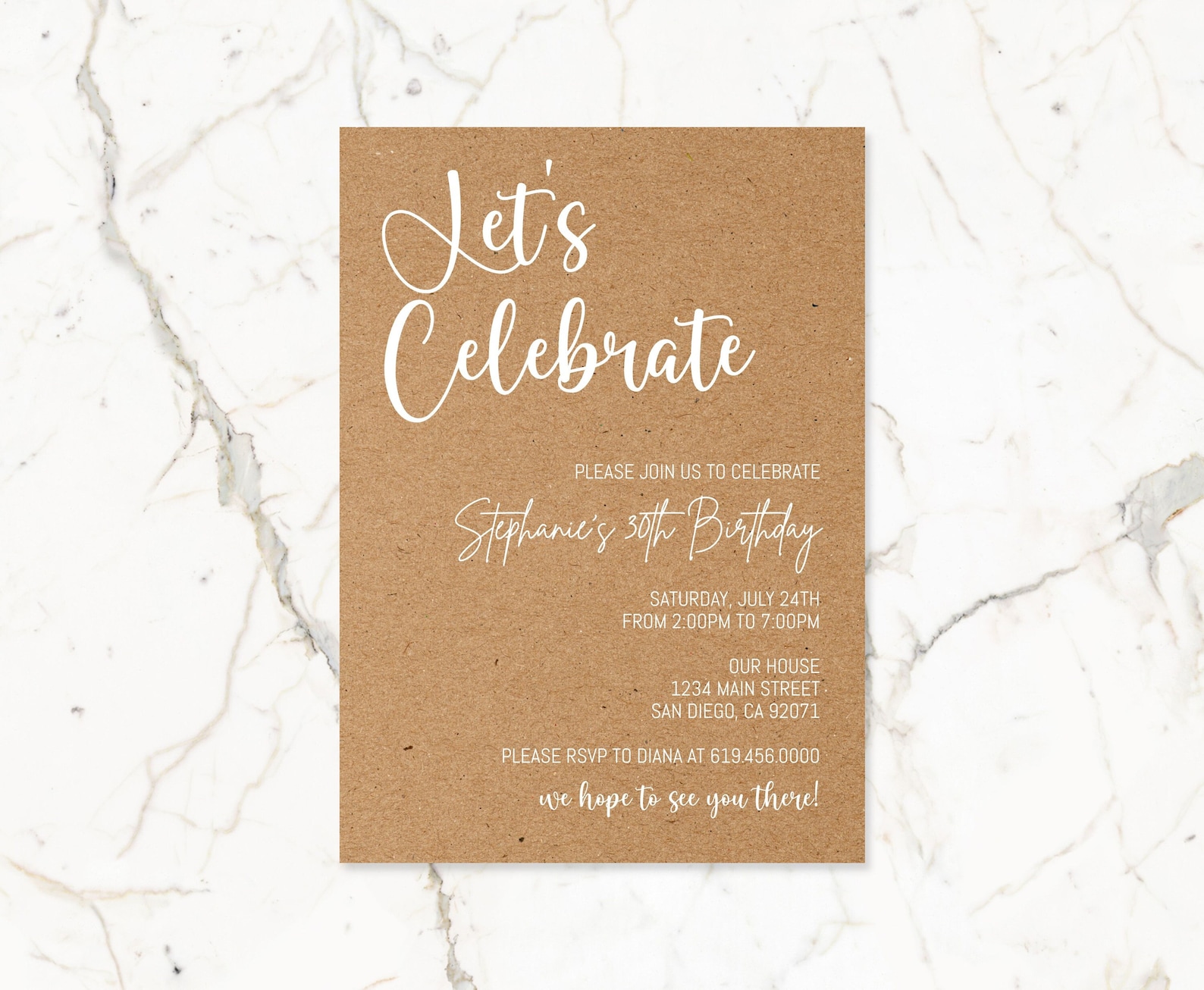 Let's Celebrate Birthday Party Invitation Editable Template, Kraft ...
