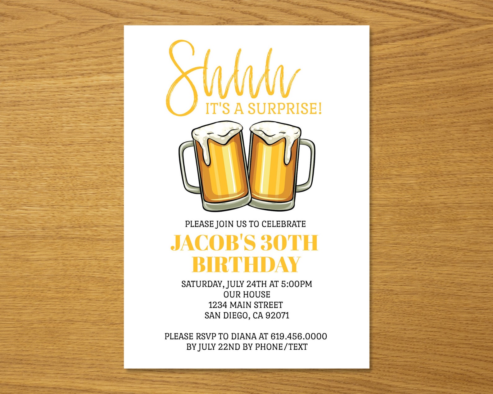 EDITABLE Beer Surprise Birthday Party Invitation, Printable Adult ...