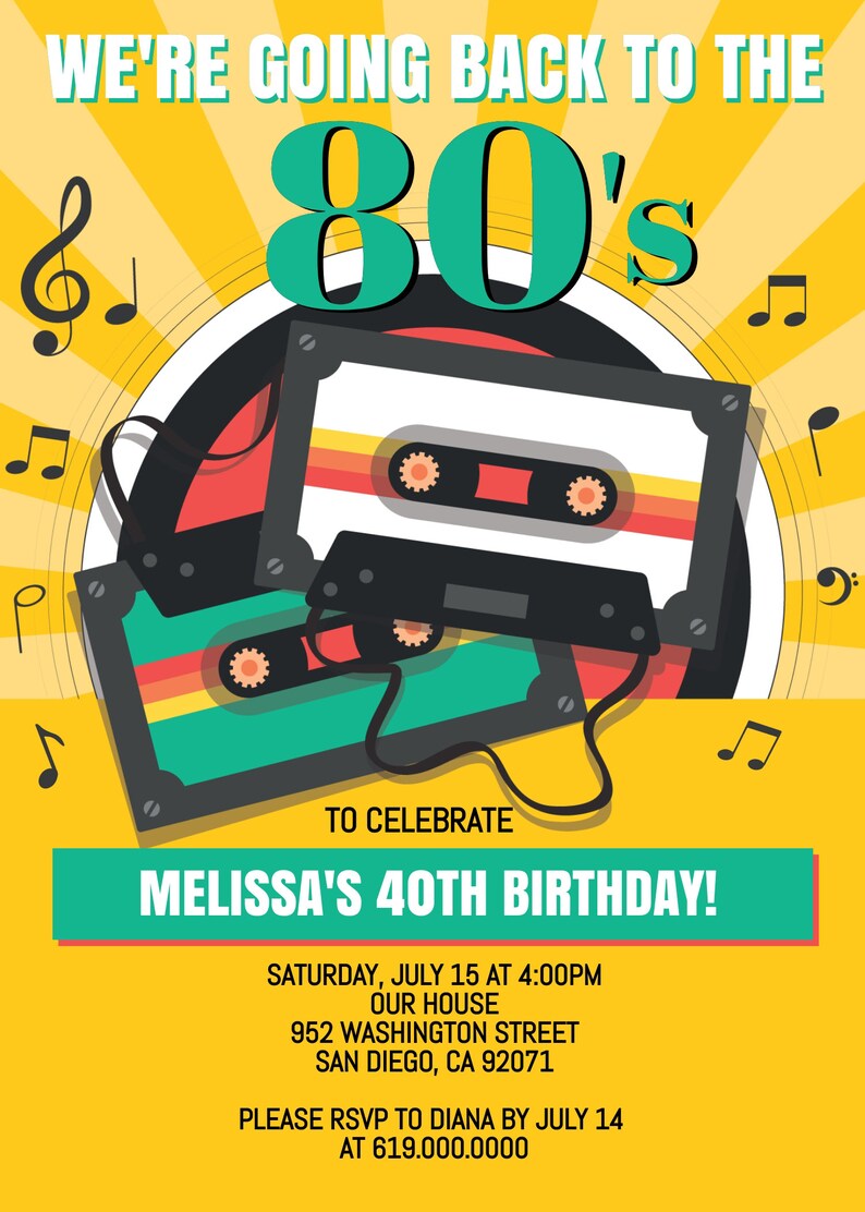 Editable 80s Birthday Party Invitation, Back to the 90s, Throwback ...