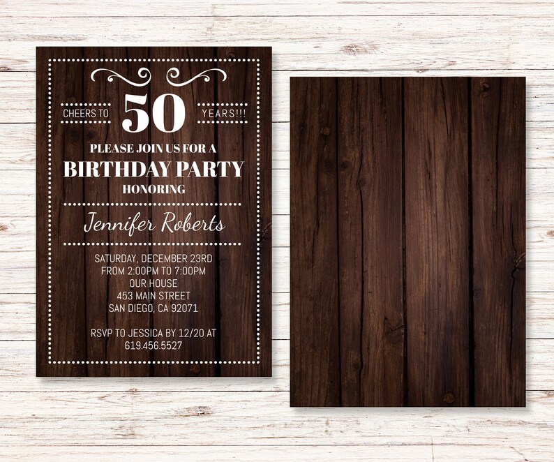 Rustic Birthday Party Invitations, Wood Birthday Invitation for Men ...