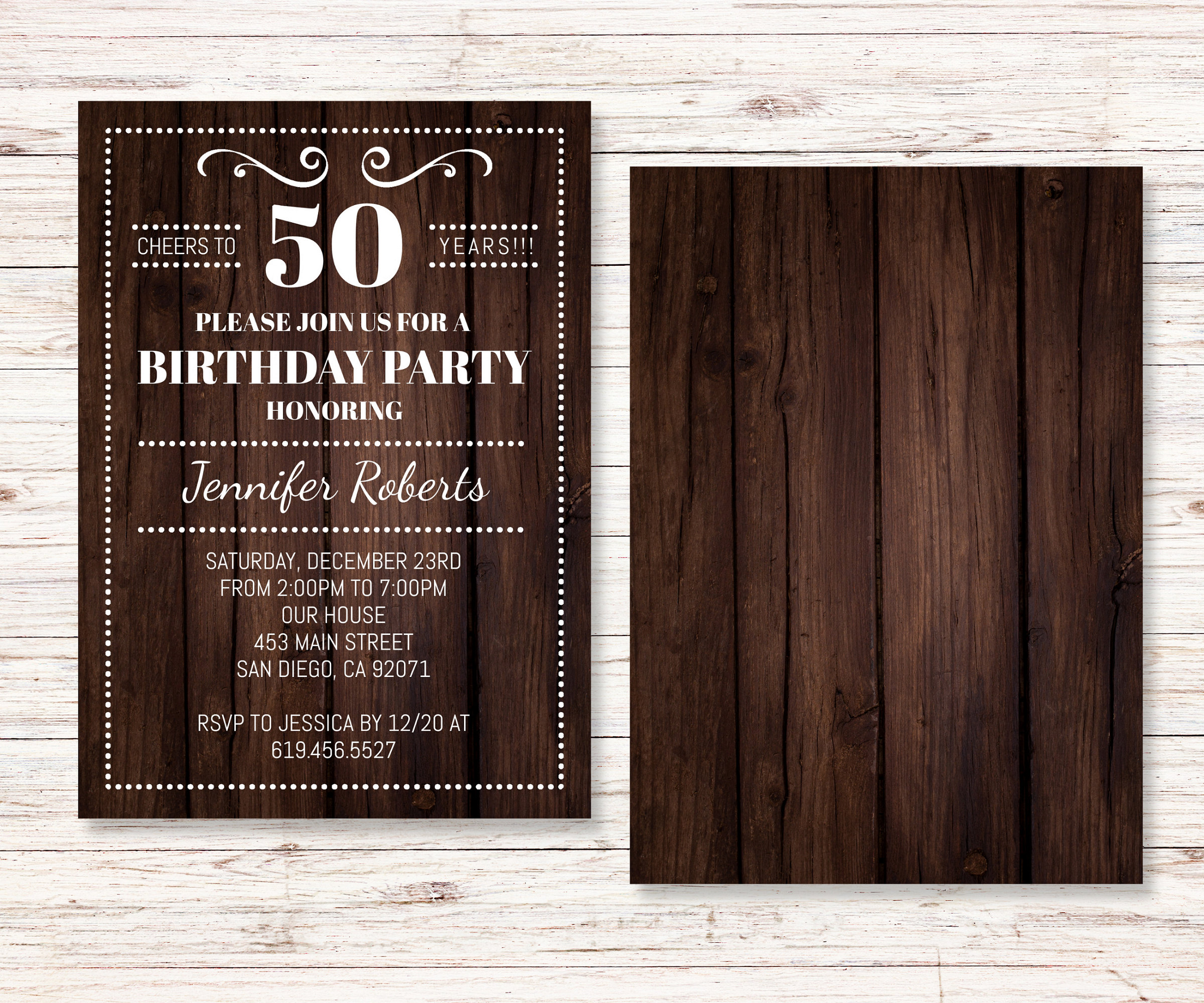 Rustic Birthday Party Invitations, Wood Birthday Invitation for Men ...