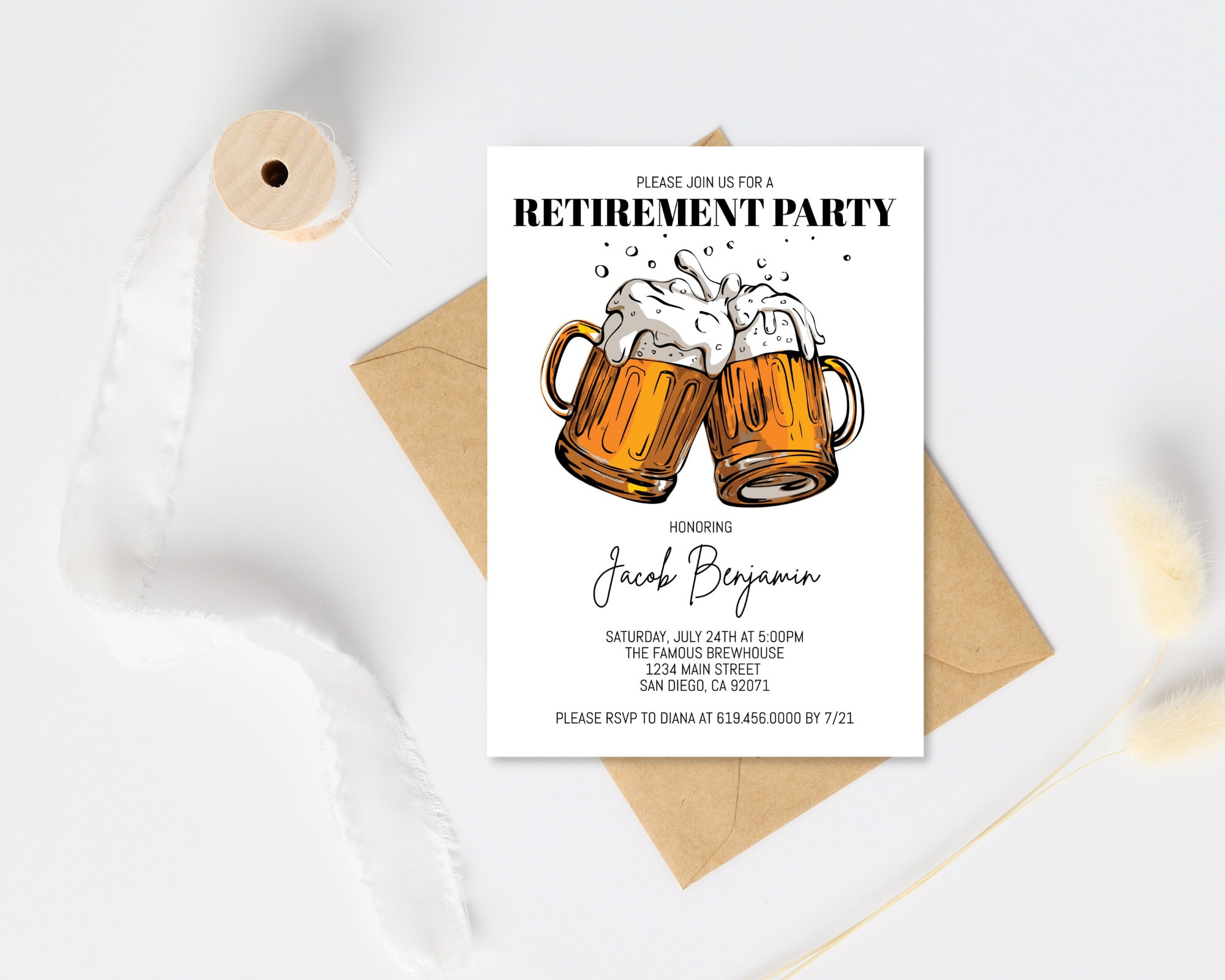 Beer Retirement Invitation Template, Beer Retirement Invitation, Beer ...