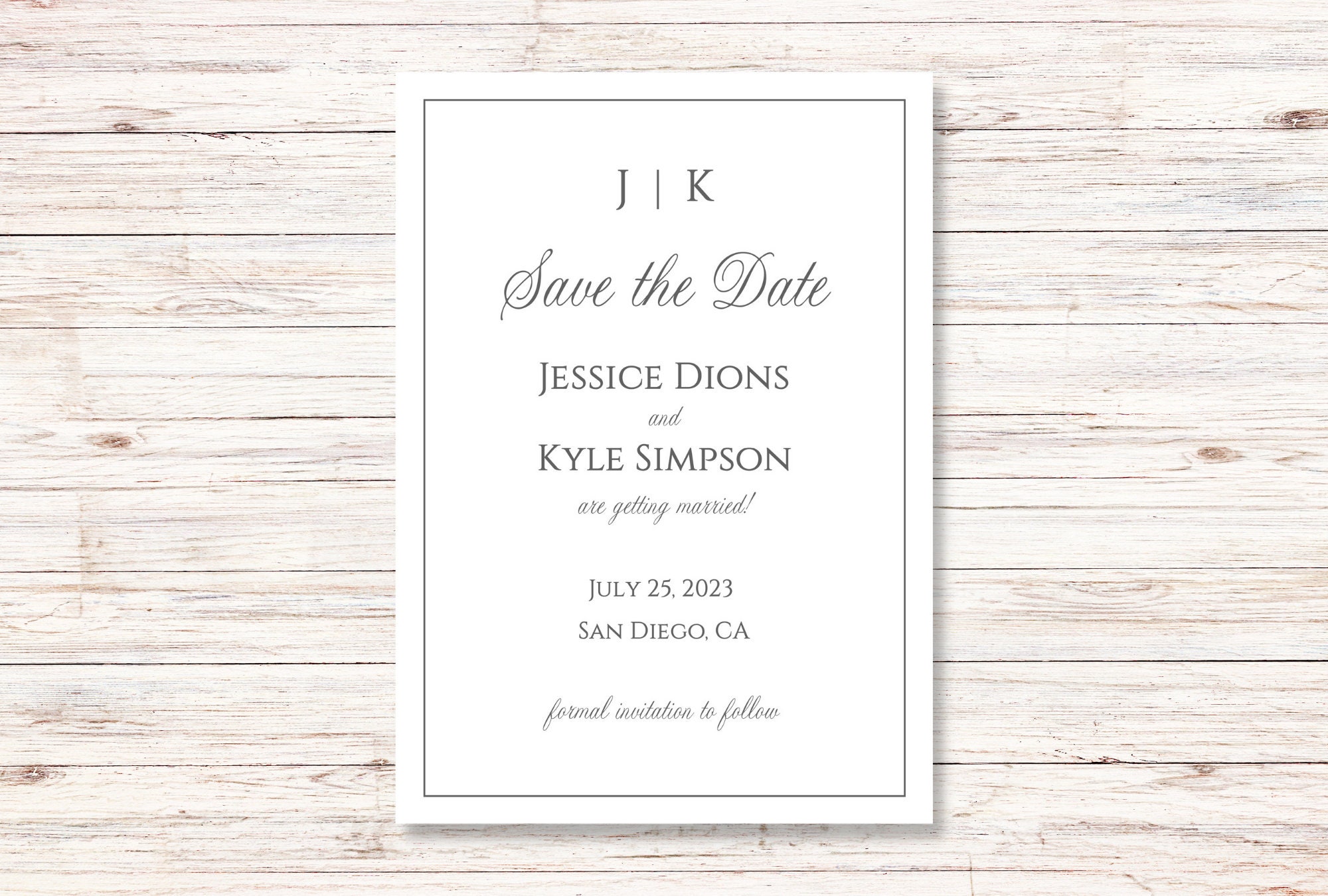 Save The Date Template Monogram And Border Save The Date Etsy Uk