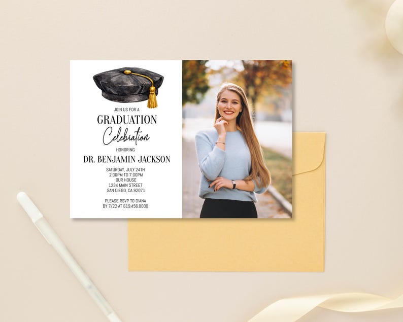 Phd Graduation Invitation, Doctorate Graduate, Grad Party Invite ...