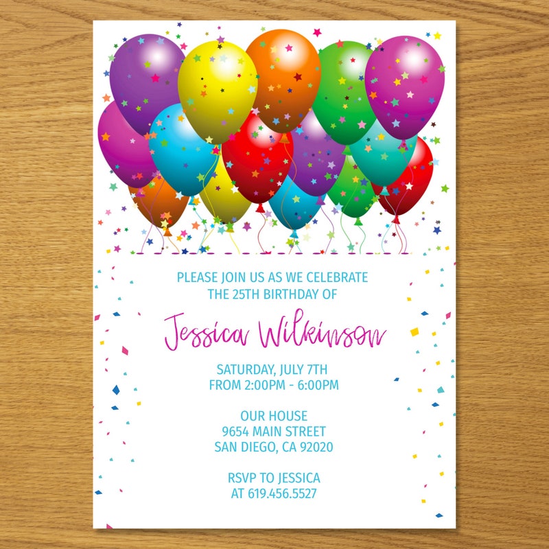 Balloon Invitation - Etsy