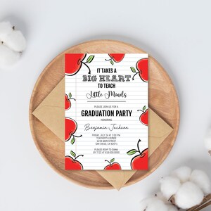 Teacher Graduation Invitation, Editable Big Heart Teach Little Minds ...