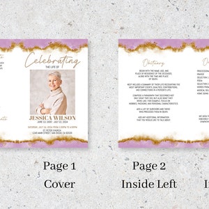 Pink and Gold Funeral Program Template, Luxurious Pink Funeral Program ...