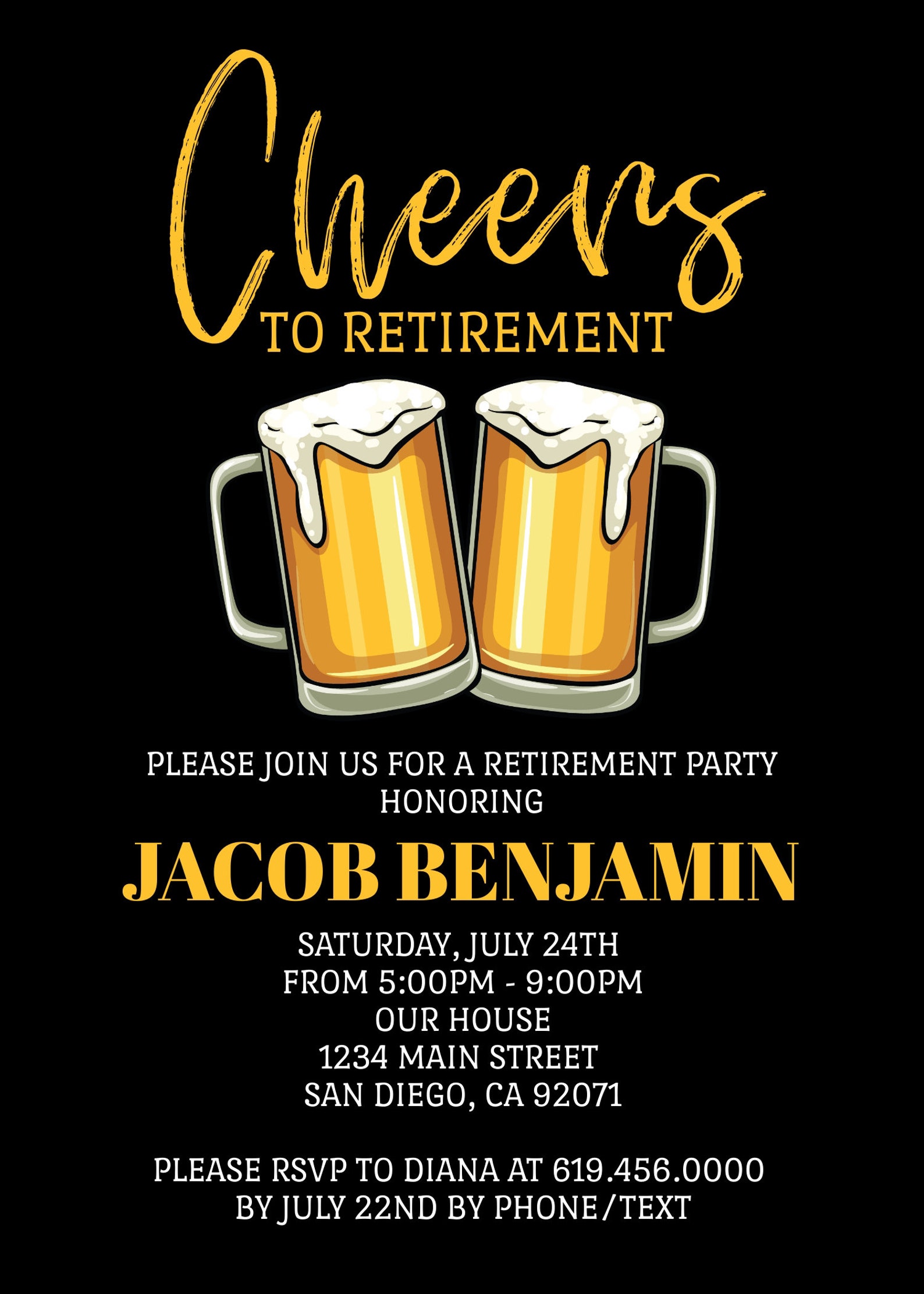 Cheers to Retirement Invitation Template, Beer Retirement Invitation ...