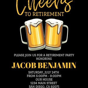 Cheers to Retirement Invitation Template, Beer Retirement Invitation ...