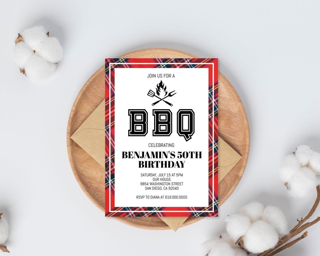Editable BBQ Birthday Invitation, Cookout, Barbeque, Backyard Party ...