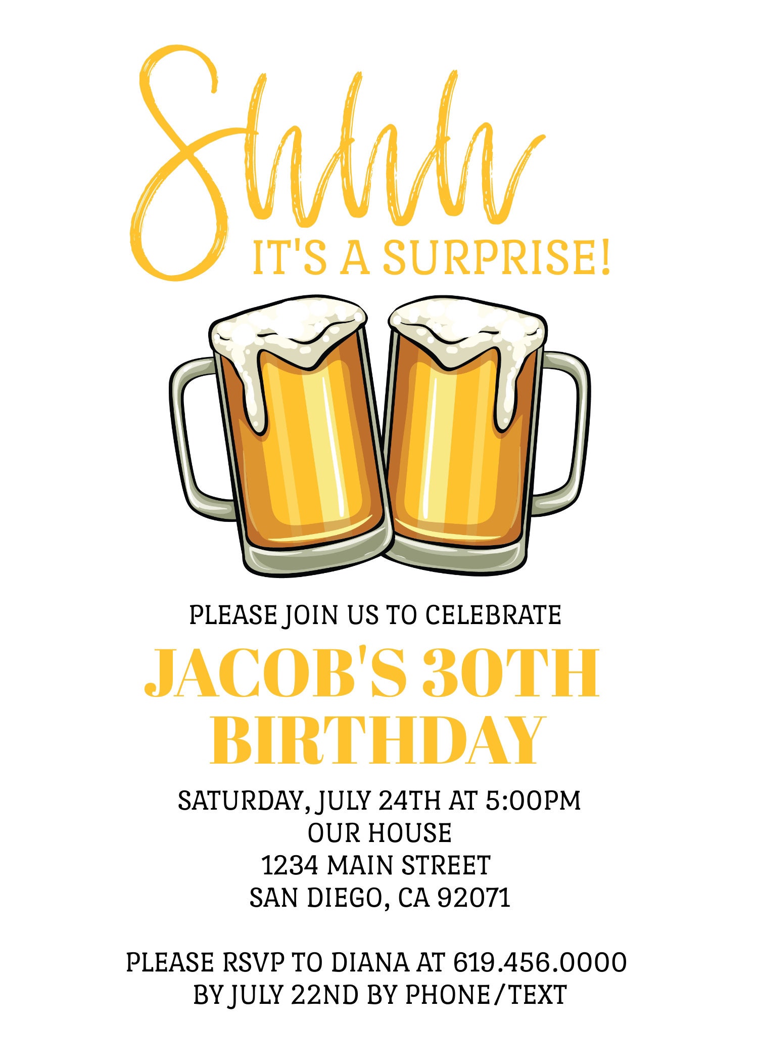 EDITABLE Beer Surprise Birthday Party Invitation, Printable Adult ...