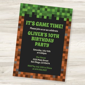 Pixelated Invite, Video Game Invitation, Pixel Birthday Invitation ...