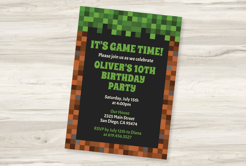 Pixelated Invite, Video Game Invitation, Pixel Birthday Invitation ...