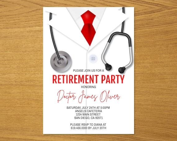 Doctor Retirement Invitations Template Doctor Retirement - Etsy