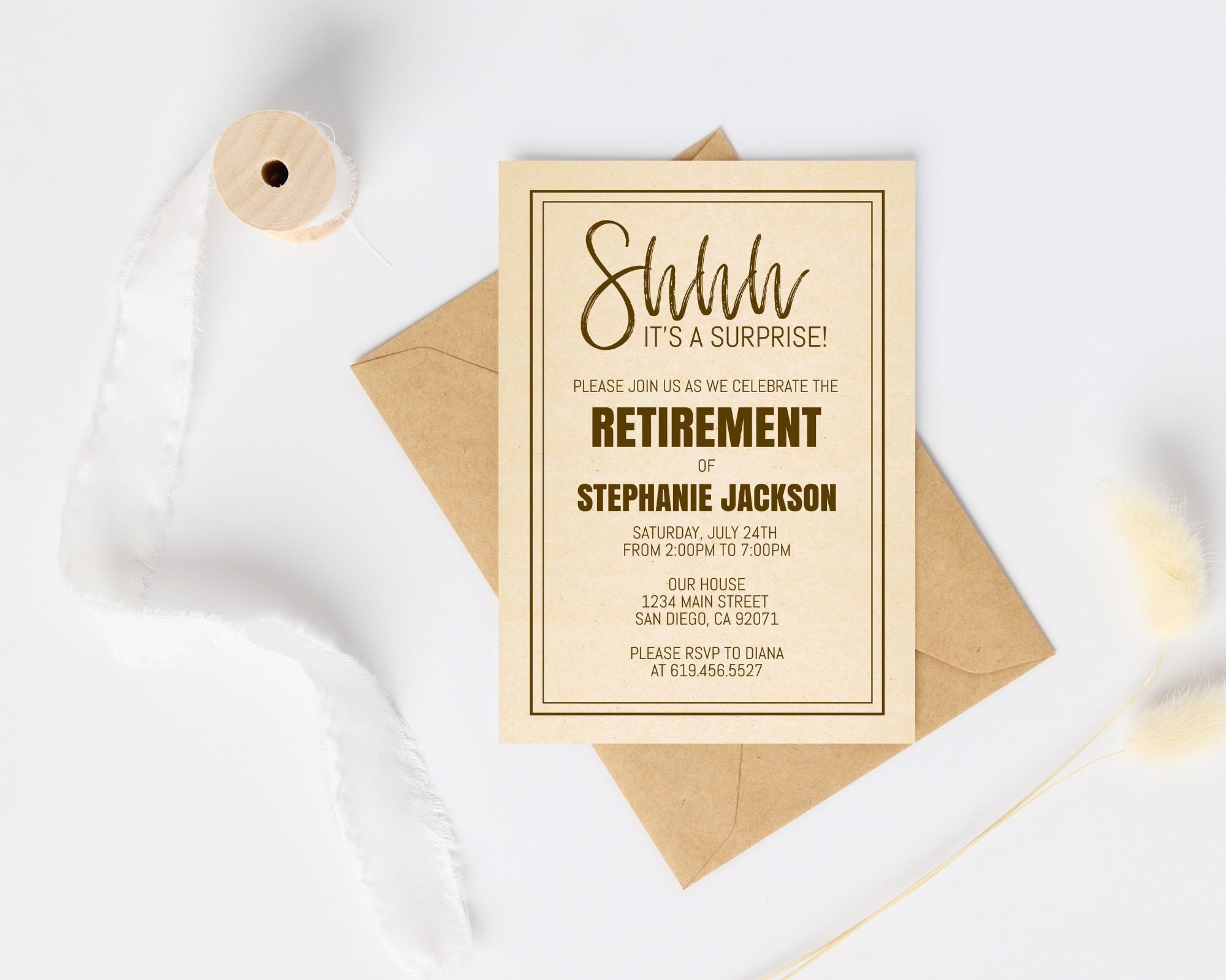 Shhh It's a Surprise Retirement Invitation Template/printable Vintage ...