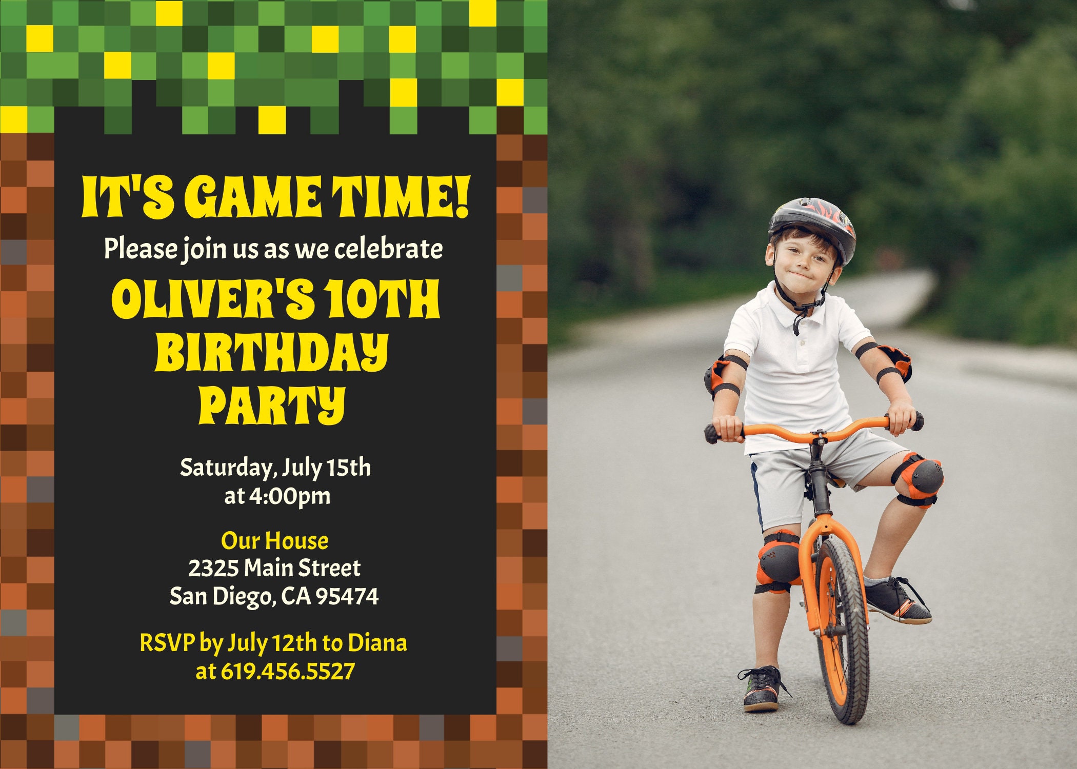 Photo Pixelated Invitation, Video Game Invitation, Pixel Birthday ...
