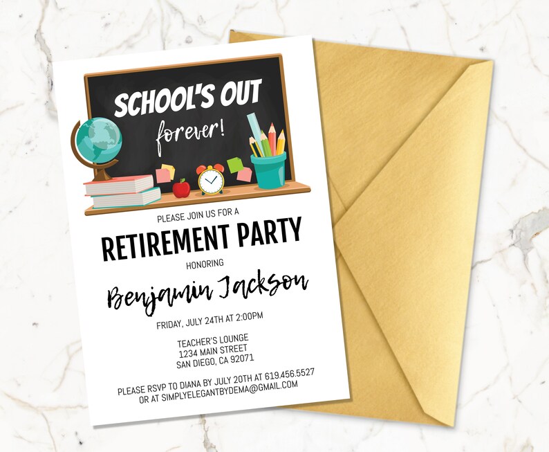 Teacher Retirement Invitation Editable School's Out - Etsy