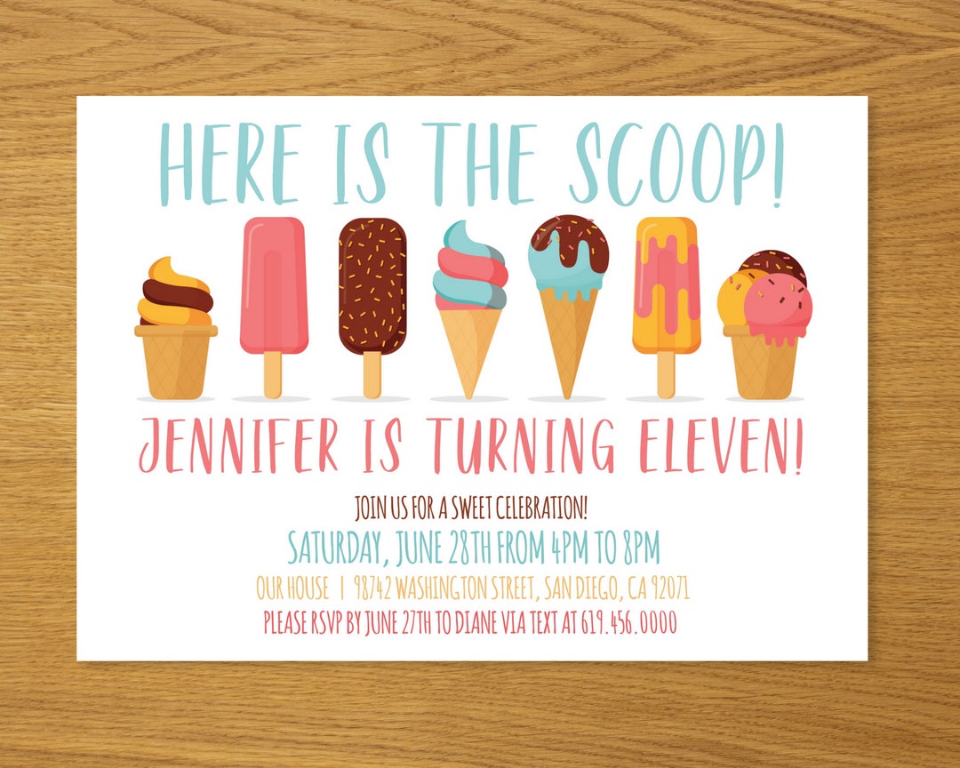 Editable Ice Cream Party Invitation Template Ice Cream and - Etsy