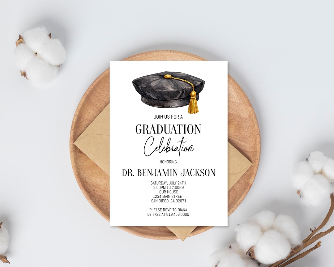 Phd Graduation Invitation, Doctorate Graduate, Grad Party Invite ...