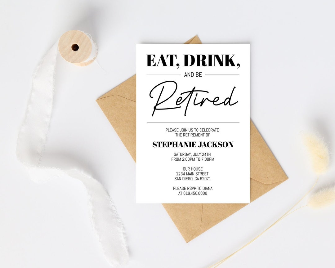 Simple Retirement Party Invitation Template, Minimal Retirement ...