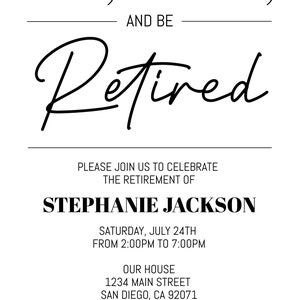 Simple Retirement Party Invitation Template, Minimal Retirement ...