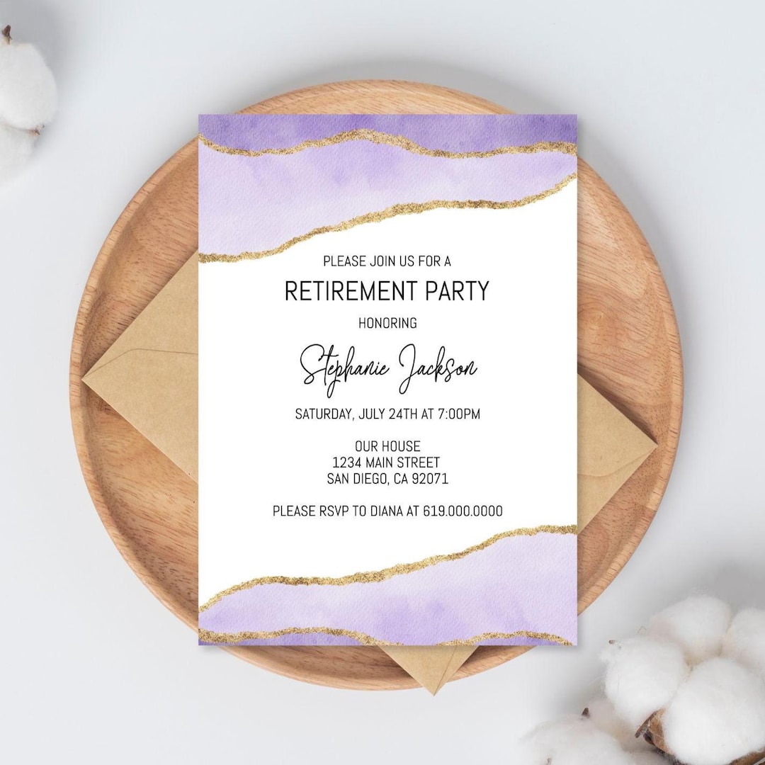 Retirement Party Invitation Template, Purple Retirement Celebration ...