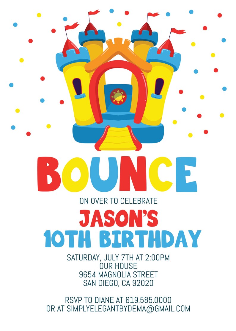 Bounce House Birthday Invitation Template ANY AGE Instant - Etsy