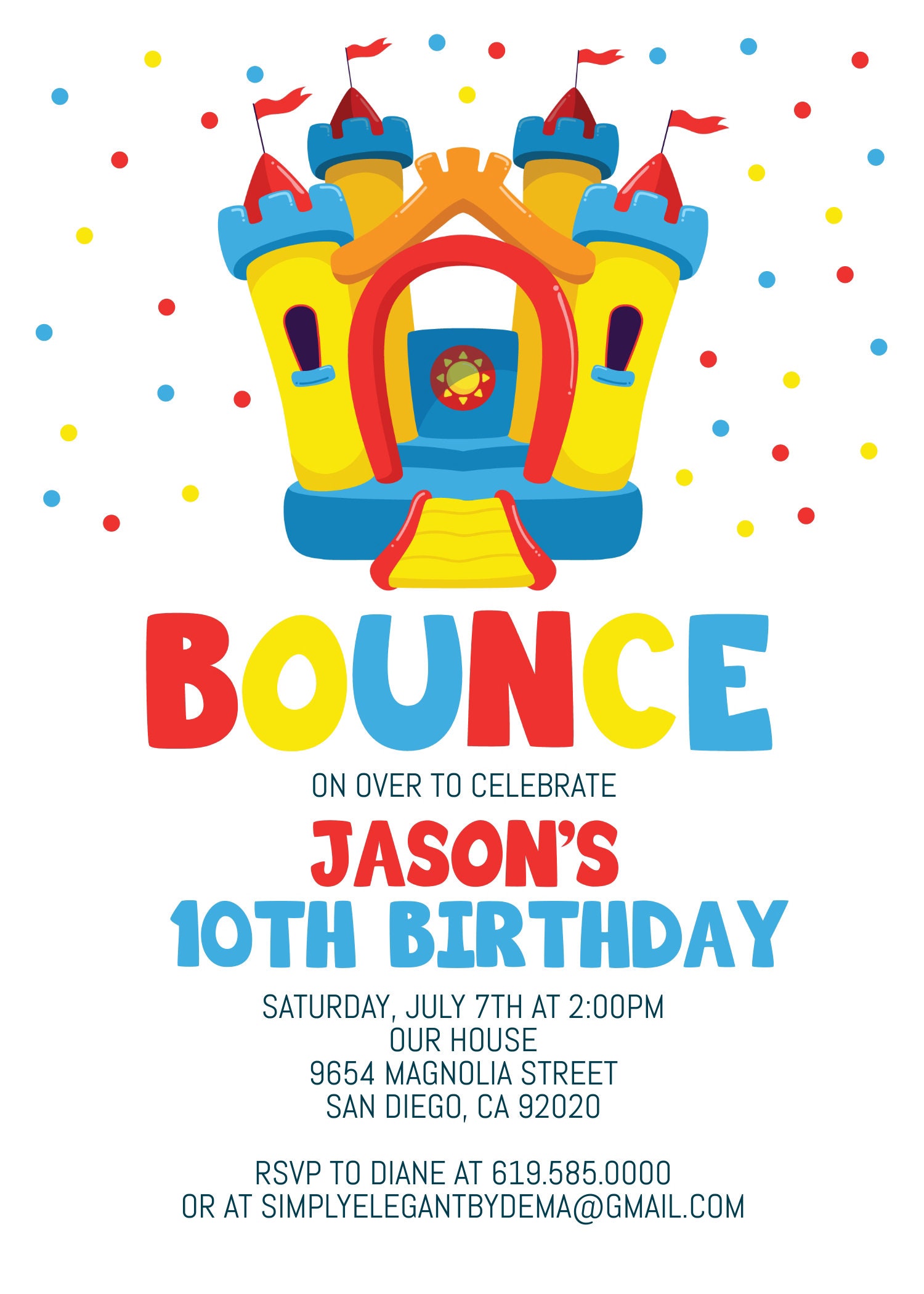 Bounce House Birthday Invitation Template ANY AGE Instant - Etsy