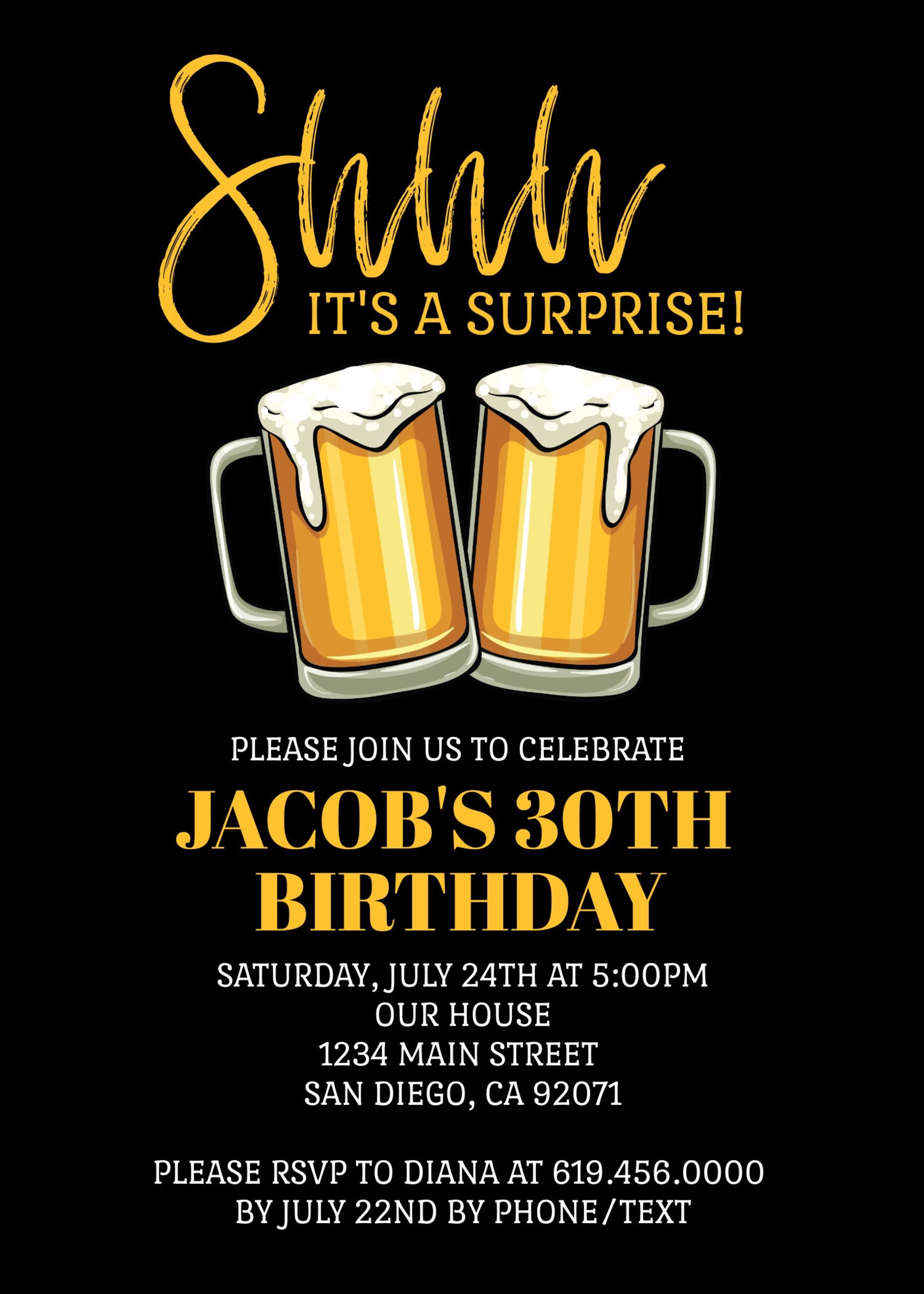 EDITABLE Beer Surprise Birthday Party Invitation, Printable Adult ...