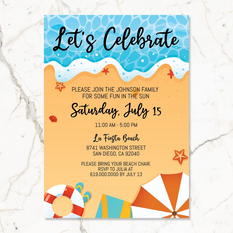Beach Invitation - Etsy